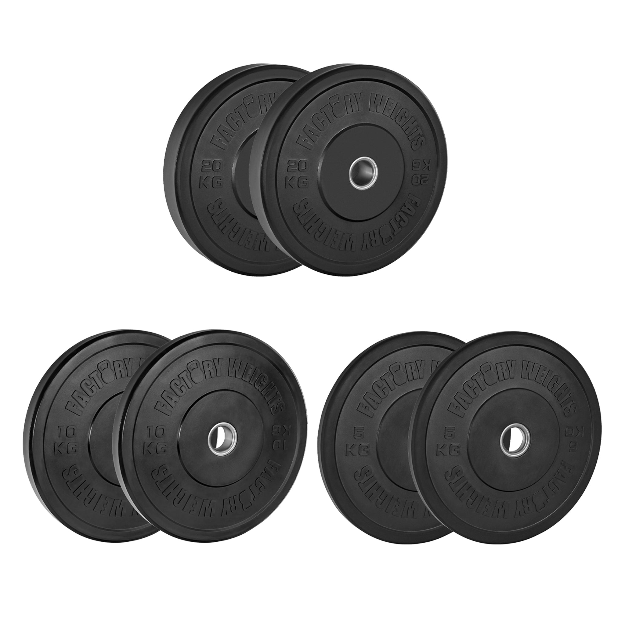 70kg Black Bumper Plate Set | Factory Weights