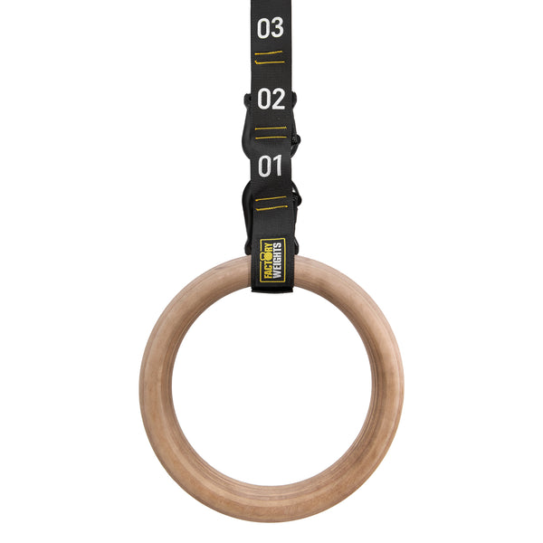 Wooden Gymnastic Rings With Quick-Adjust Straps | Factory Weights