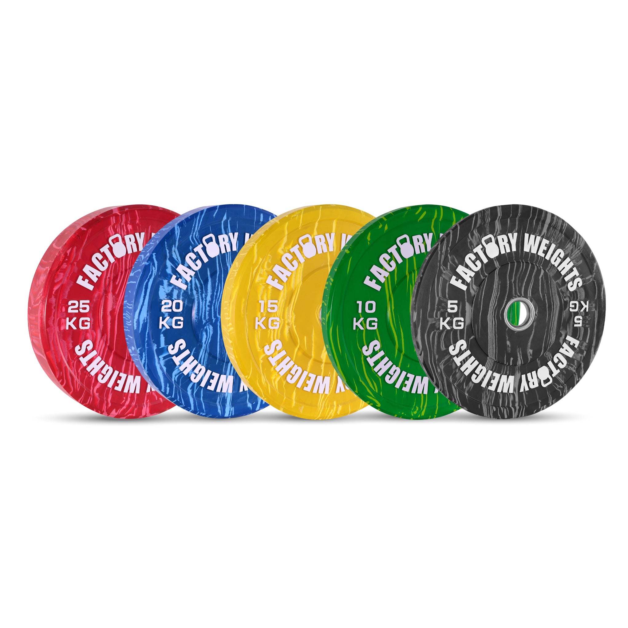 Pair of Coloured Tiger-Style Bumper Plates | Factory Weights